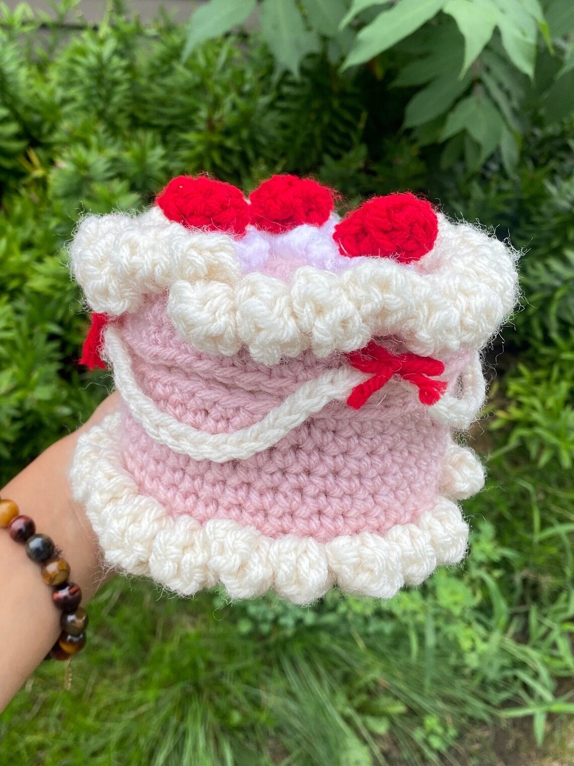 Strawberry Cherry French Vanilla Crochet Cake Box Handmade - Etsy