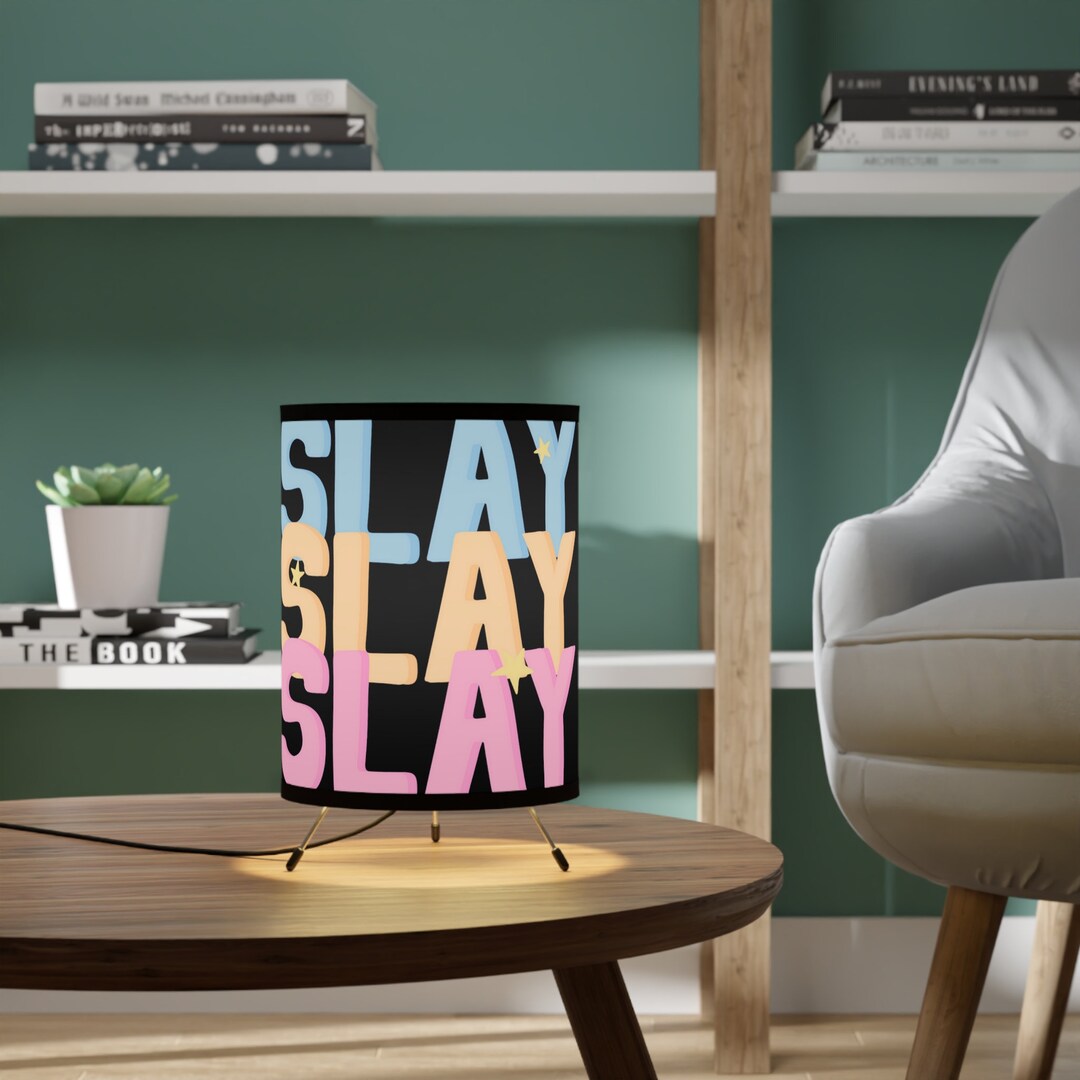 SLAY Tripod Lamp With High-res Printed Shade, USCA Plug - Etsy