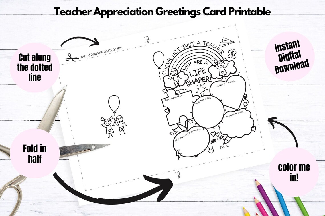 Teachers Appreciation Thank You Card Printable Thank You Teacher Card ...