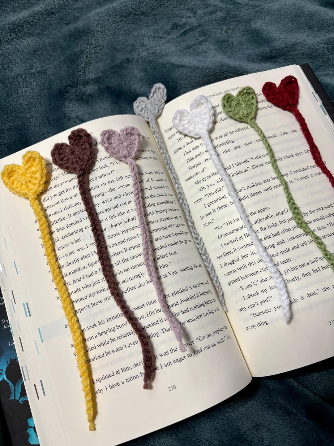 Colourful Crochet Heart Bookmark | Gift for Book Lover - Etsy
