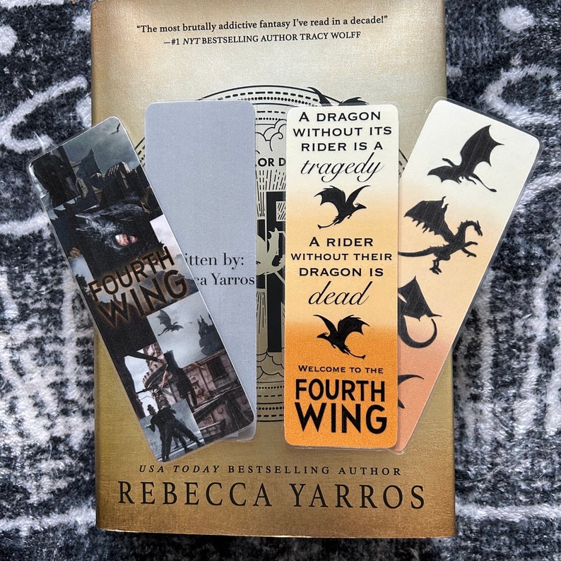 Fourth Wing Bookmark Set Rebecca Yarros Basgiath College Double Sided ...