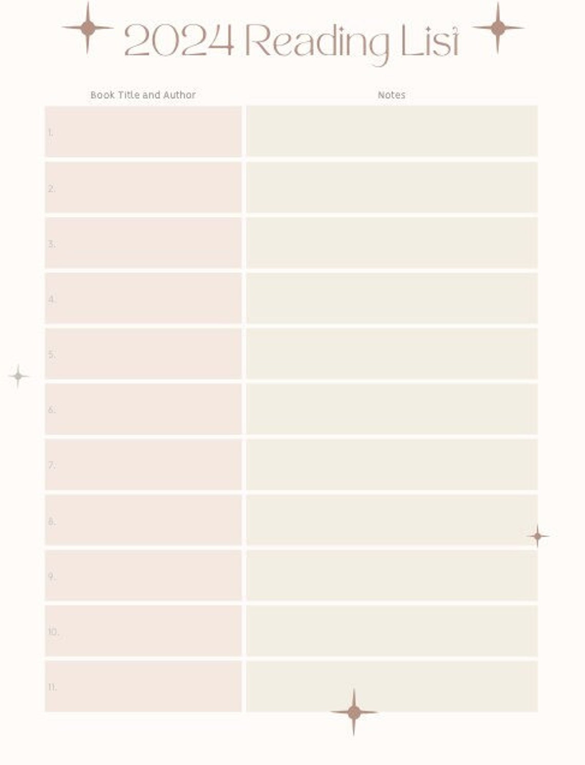 2024 Printable Reading List, Printable Planner, Aesthetic Reading List ...