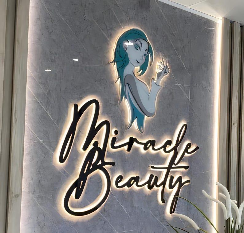Logo Sign for Business, Custom Salon Sign, 3D Business Sign, Aesthetic ...