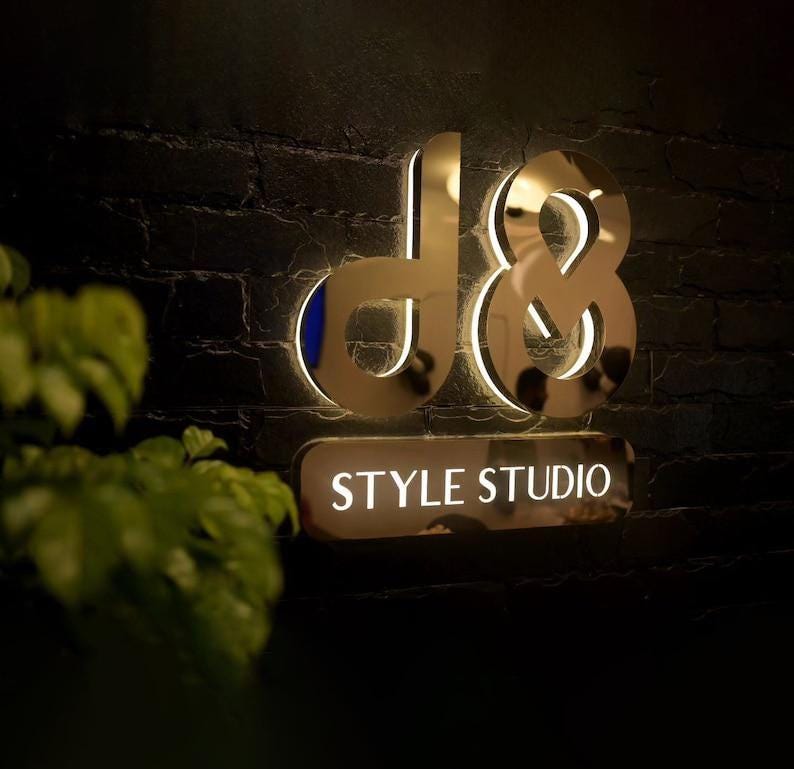 3D Metal Signs, Gold Mirror Signs, Custom Business Signs, Salon Signs ...