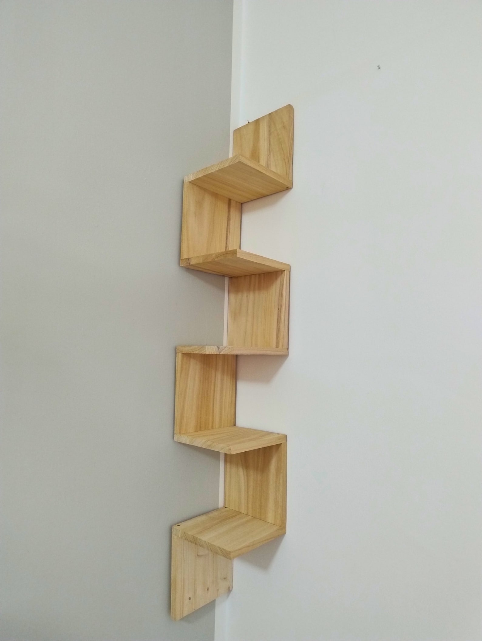 Handmade Wall Mounted Corner Shelf With 5 Shelves, Wooden Storage Unit ...