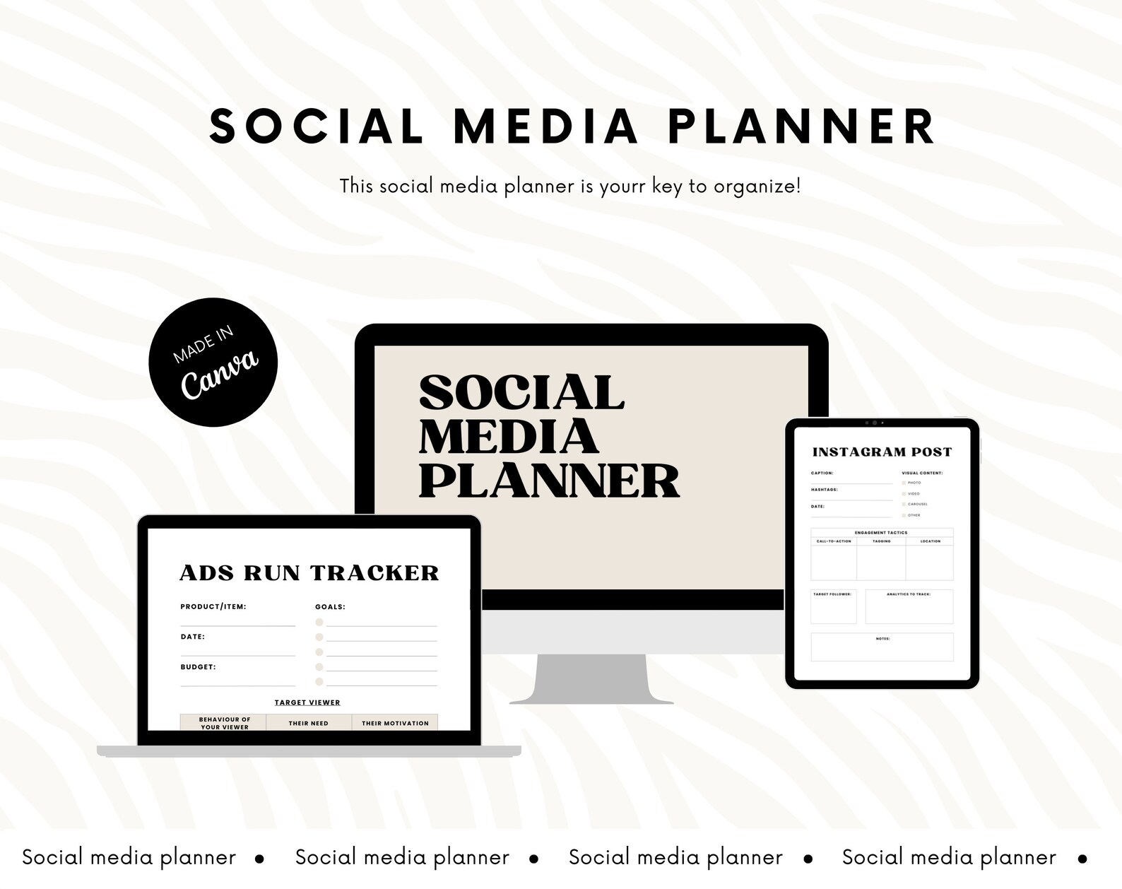 Workbook Social Media Planner, Digital Workbook Planner, Beige ...