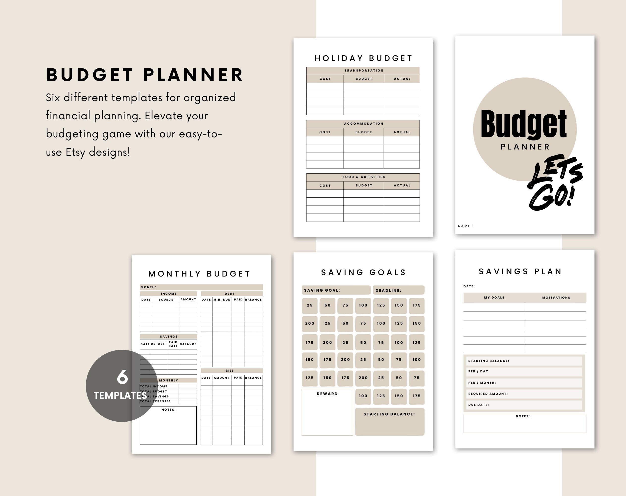 Budgetplanner, Printable Planner, Printable Budgetplanner, Beige ...