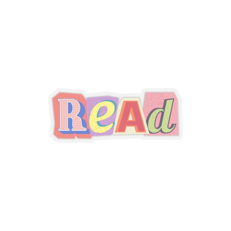 Reading Ransom Note Letters Cute Bookish Sticker, Book Lover Sticker ...