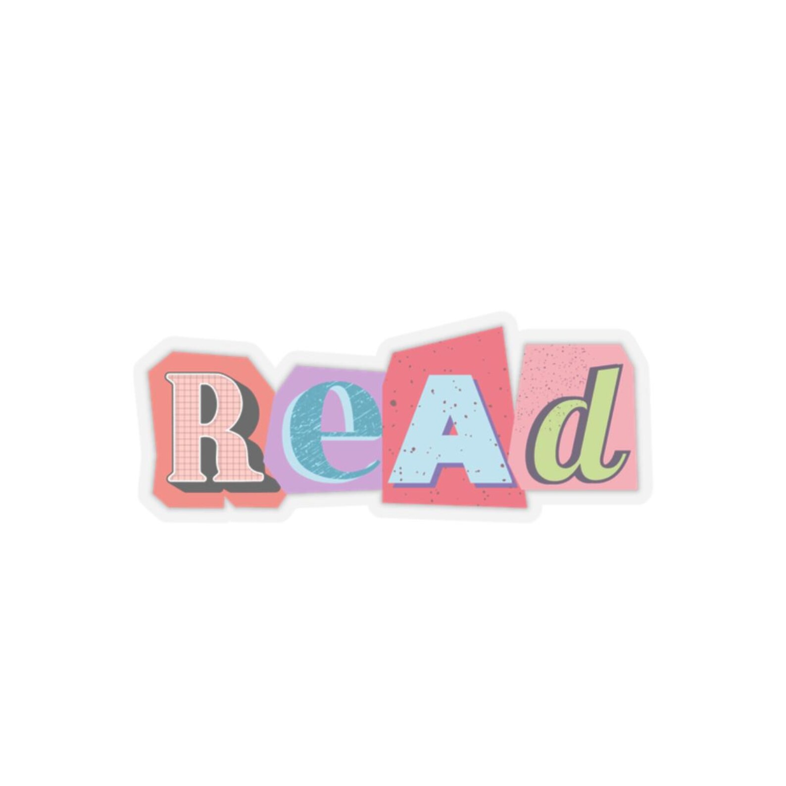 Reading Ransom Note Letters Cute Bookish Sticker, Book Lover Sticker ...