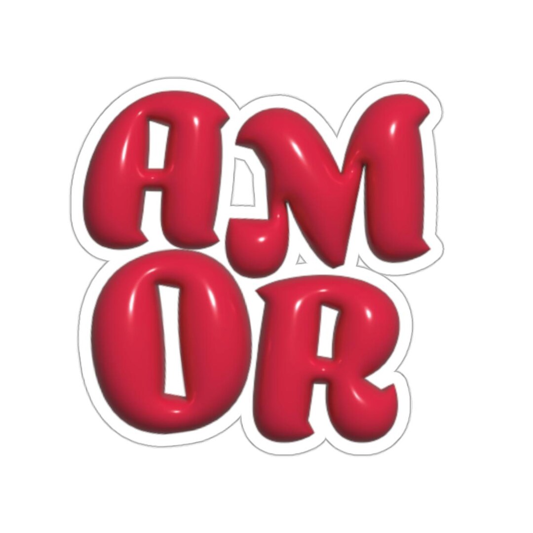 Amor Realistic Bubble Letters Sticker - Love Symbol Decal, Heart Emoji ...