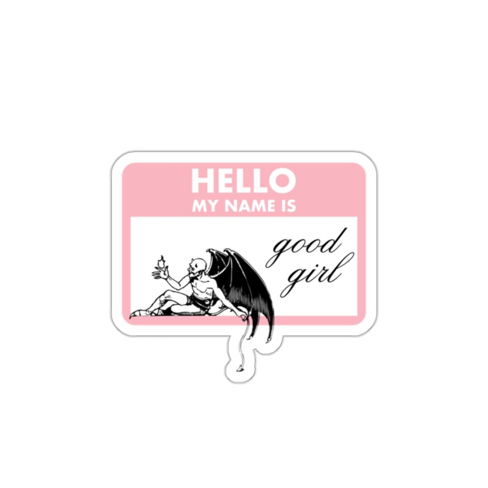 Hello, My Name is Good Girl Kiss-cut Stickers, Good Girl Devil Pink ...