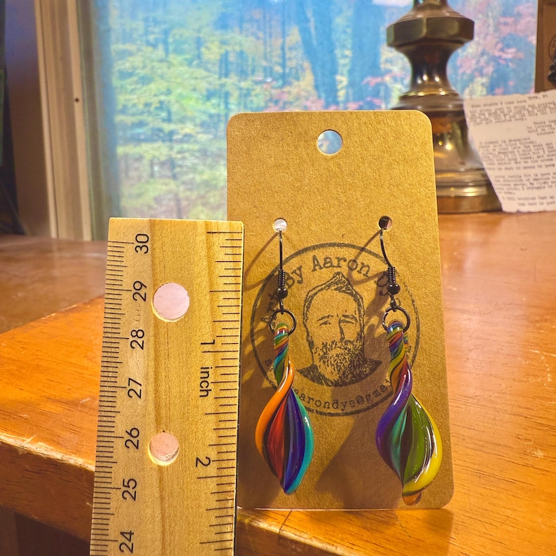 Rainbow Swirl Blown Glass Earrings - Handmade Jewelry - Hypoallergenic ...