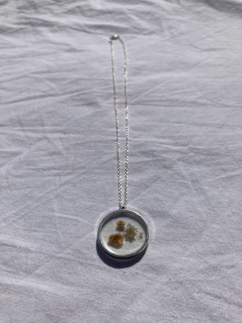 Dried Flower Resin Necklace Floral Handmade Jewelry Silver Resin ...