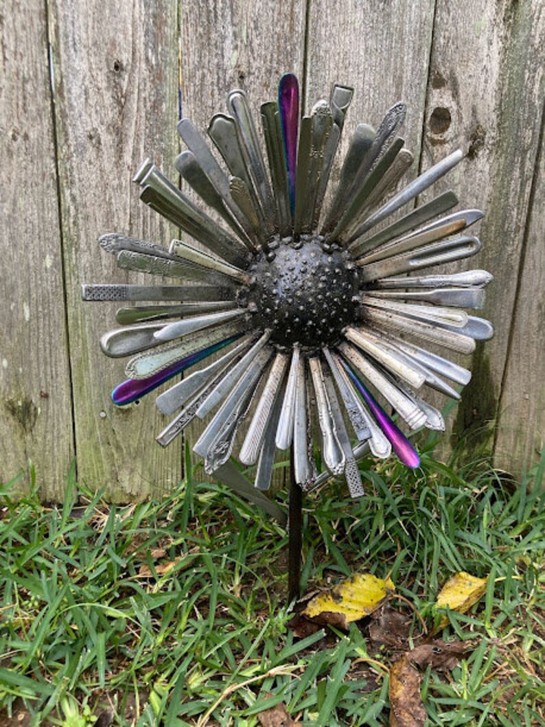 Silverware Flower Garden Stake| Outdoor Garden Decorations, Unique ...