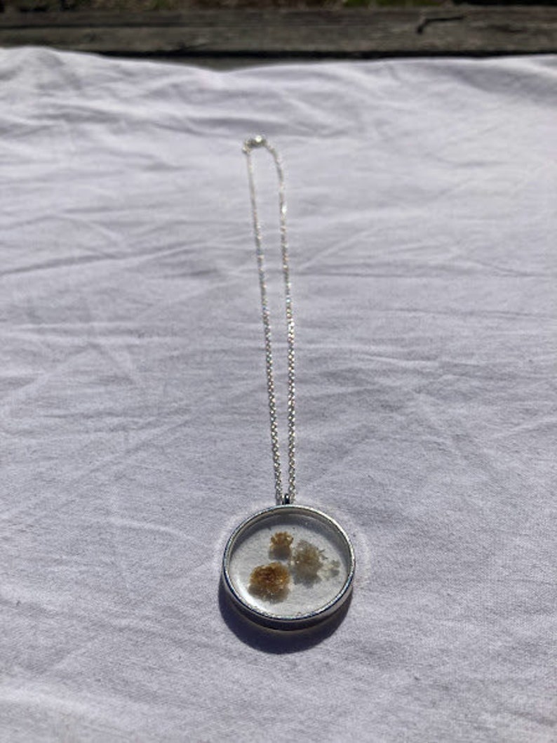 Dried Flower Resin Necklace Floral Handmade Jewelry Silver Resin ...