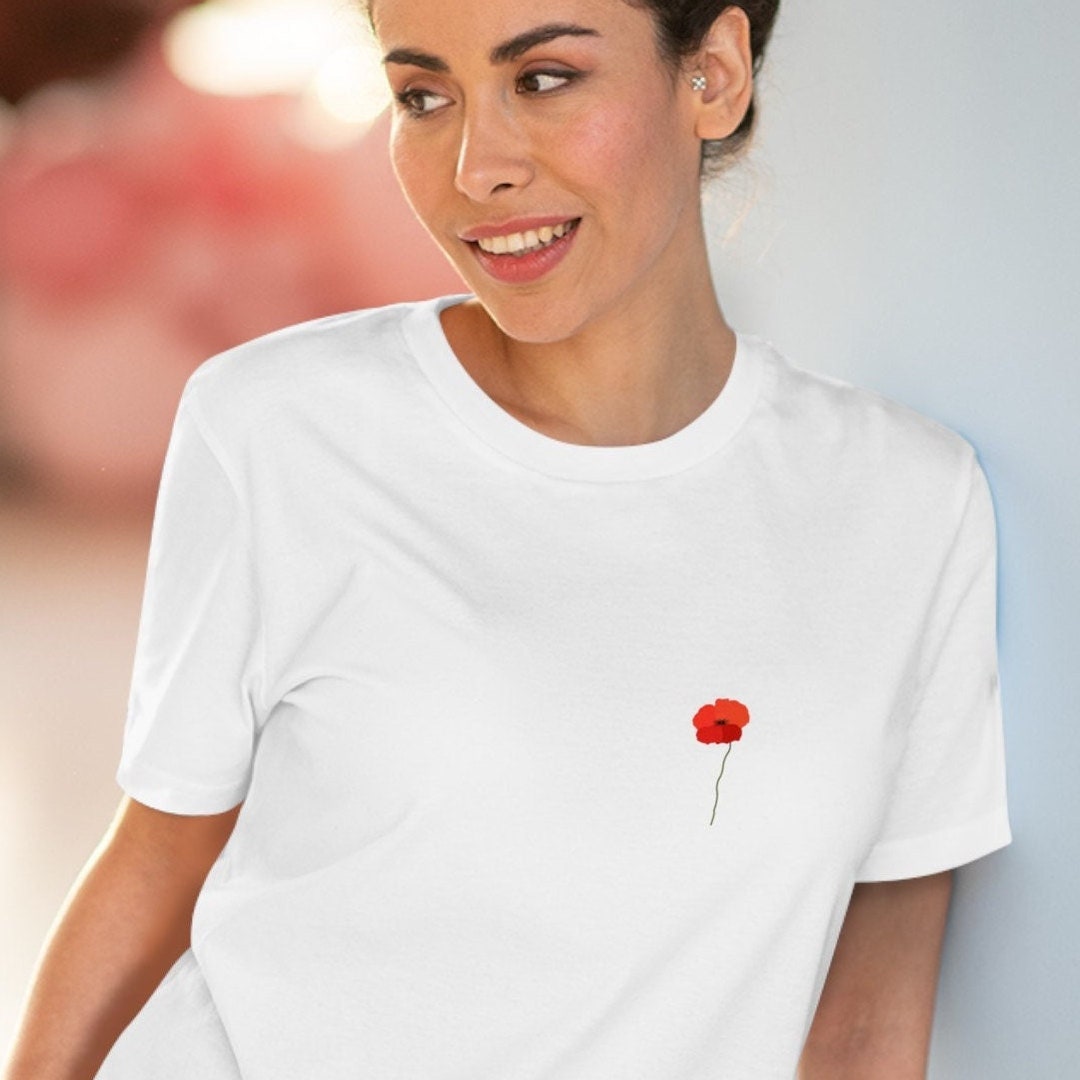 Poppy T-shirt, Corn Poppy Shirt, Flower T-shirt, Pressed Poppy T-shirt ...