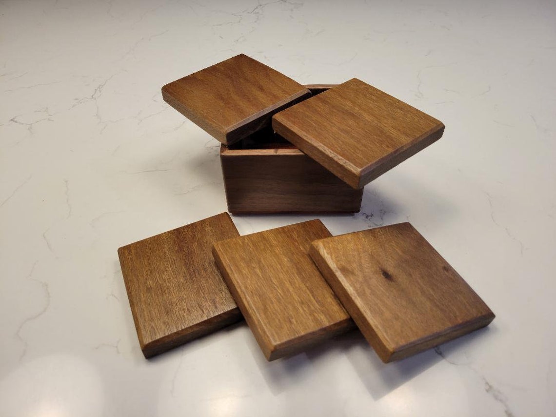Hand-crafted Brazilian Teak Coasters Gift for Dad Housewarming Gift for ...