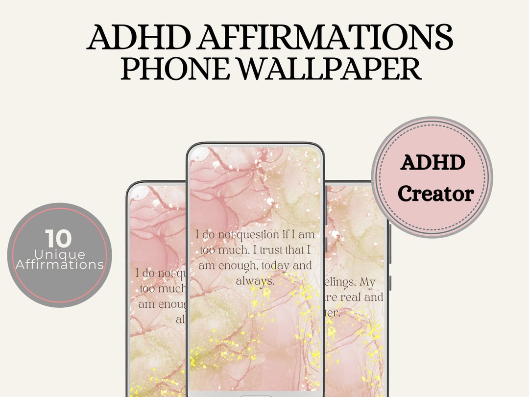 ADHD Affirmation Phone Wallpaper Rose Gold Theme - Etsy