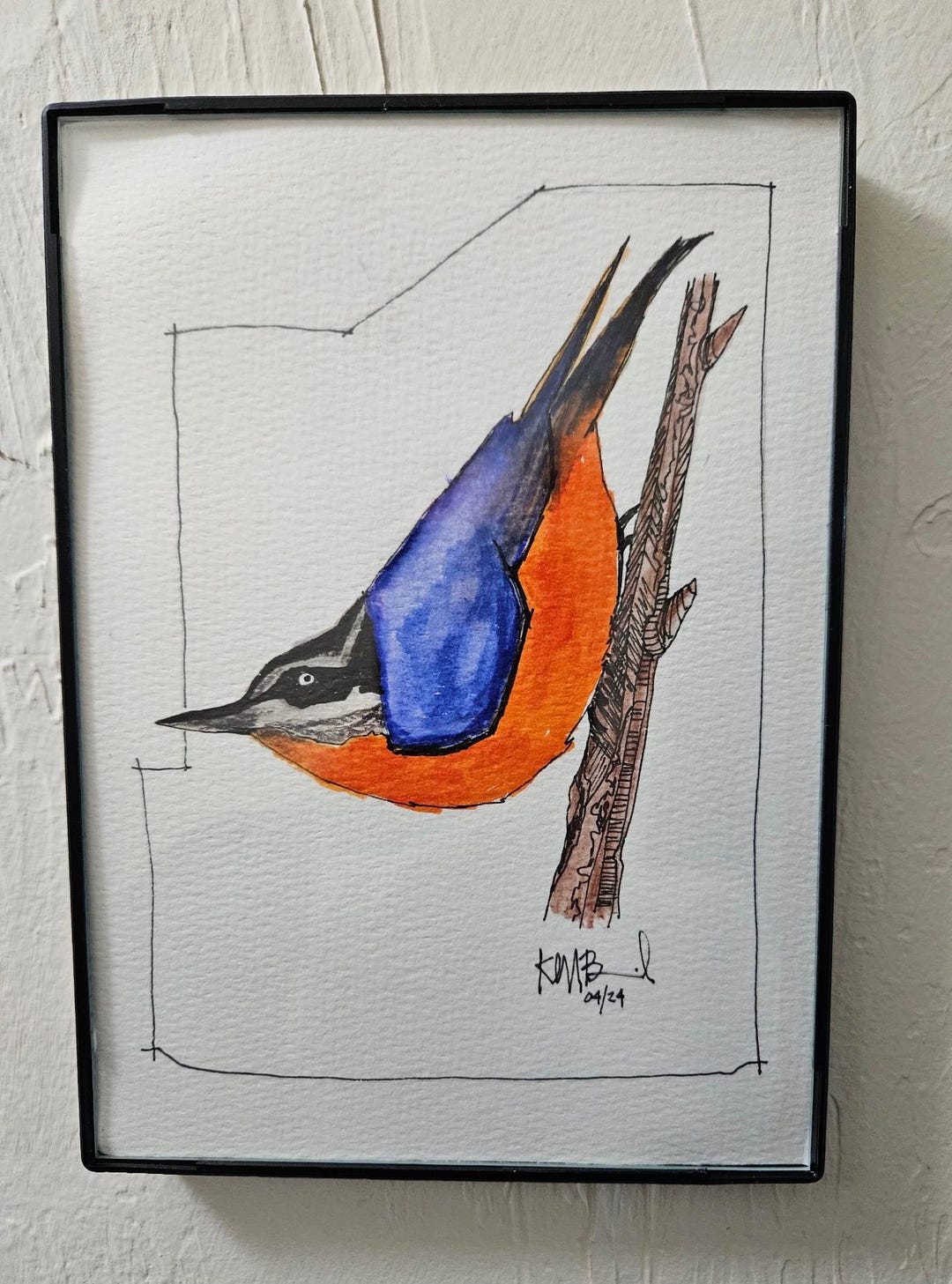 Original Watercolor Pencil & Ink Bird Drawing #1 - Etsy