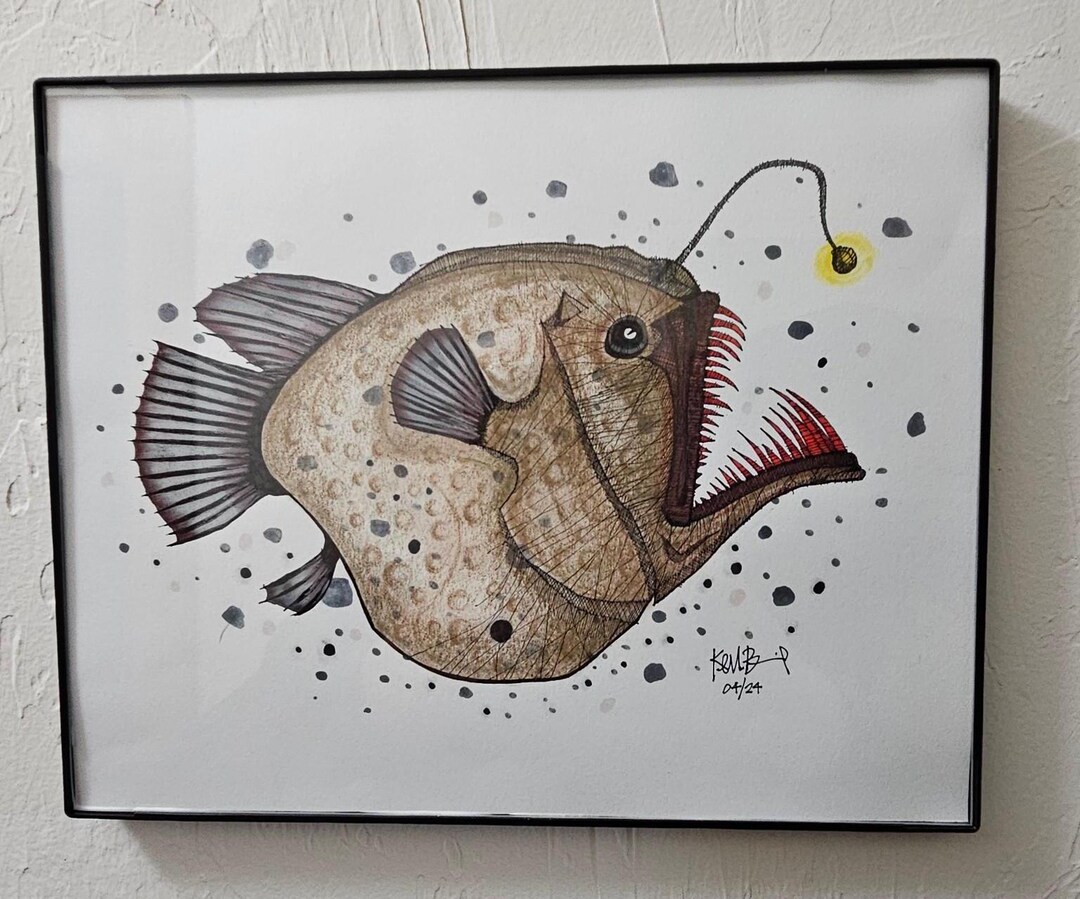Original Watercolor Pencil & Ink Fish Drawing #4 - Etsy