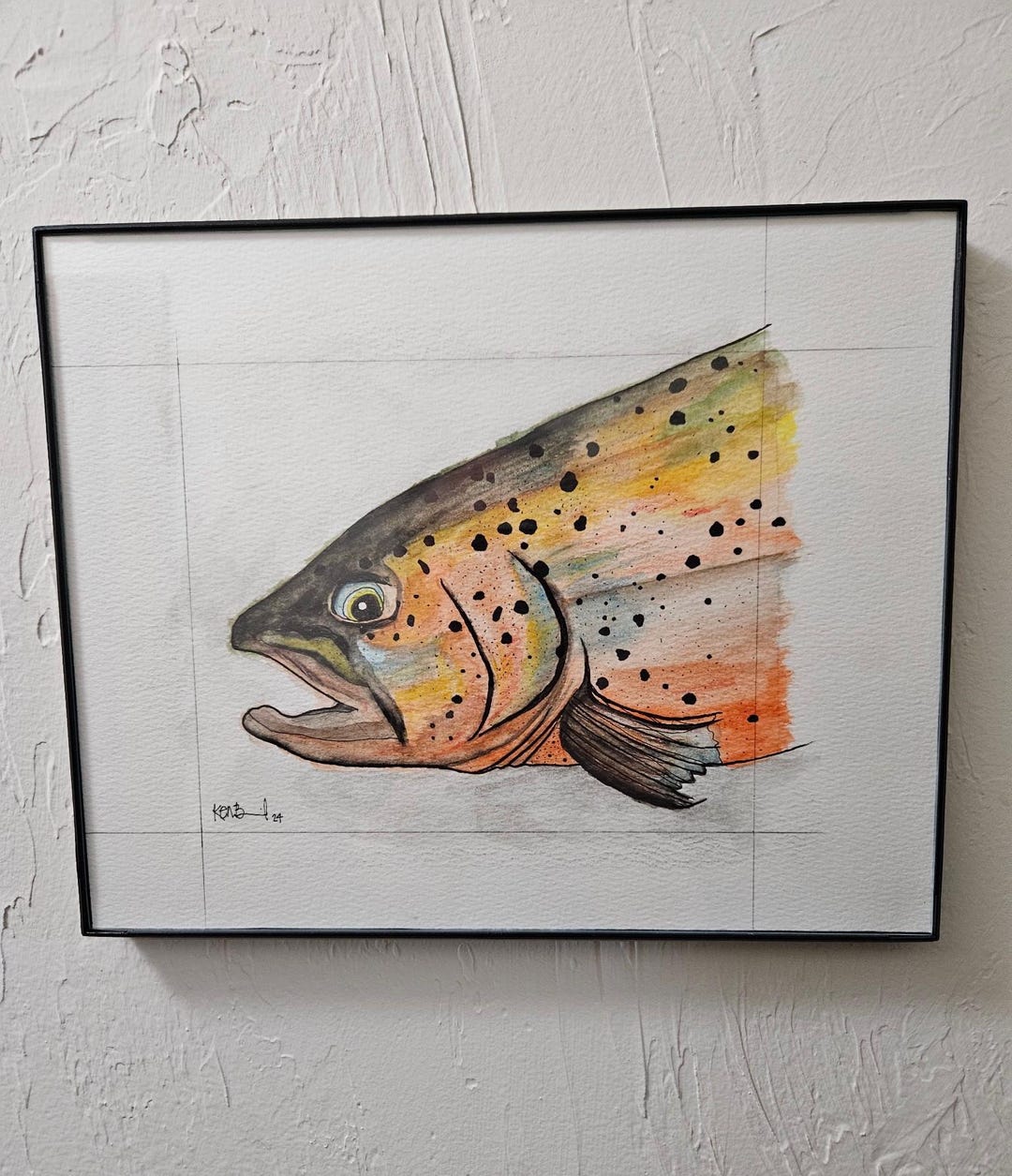 Original Watercolor Pencil & Ink Fish Drawing #1 - Etsy