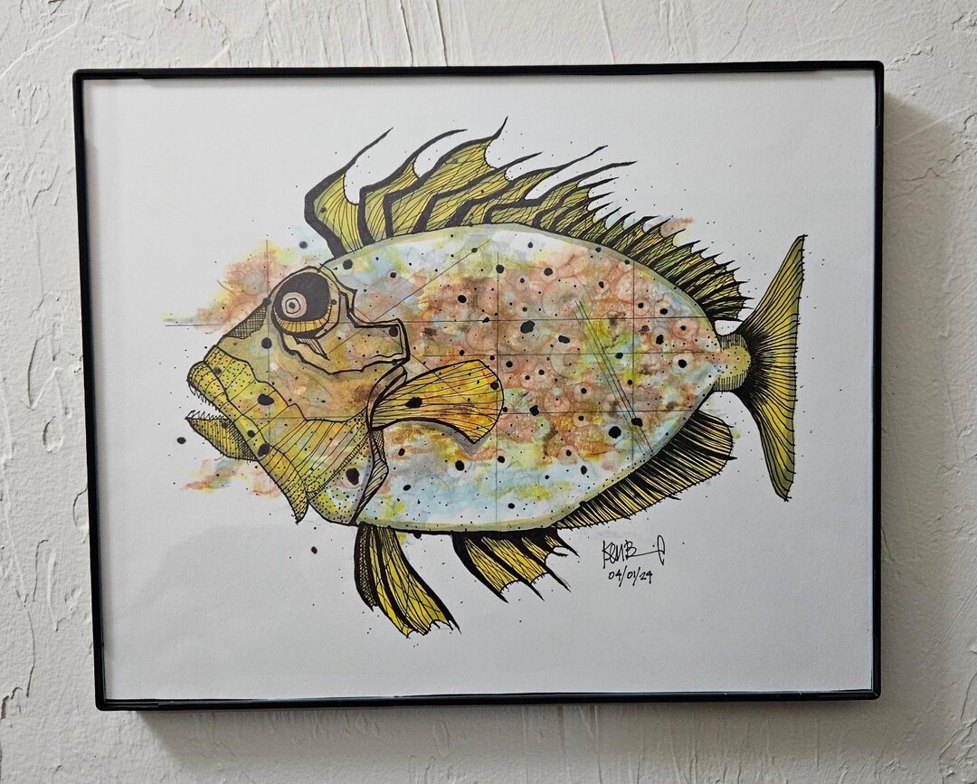 Original Watercolor Pencil & Ink Fish Drawing #3 - Etsy