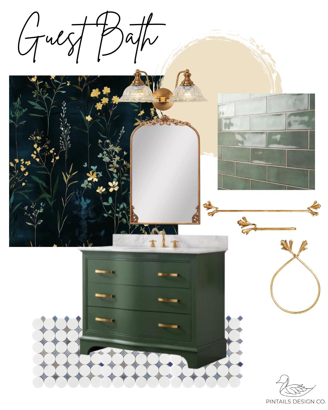 Bold & Moody Guest Bath Mood Board: E-design (instant Download - Etsy