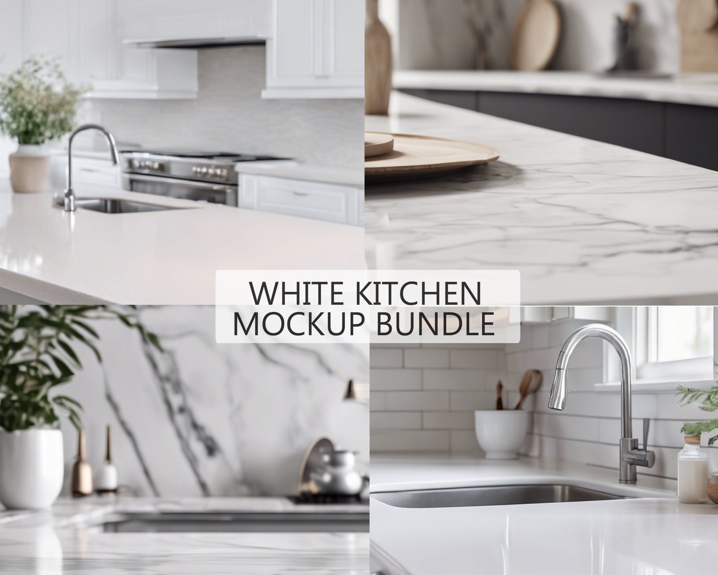 White Kitchen Mockup Bundle | Kitchen Product Mockups, White Kitchen ...