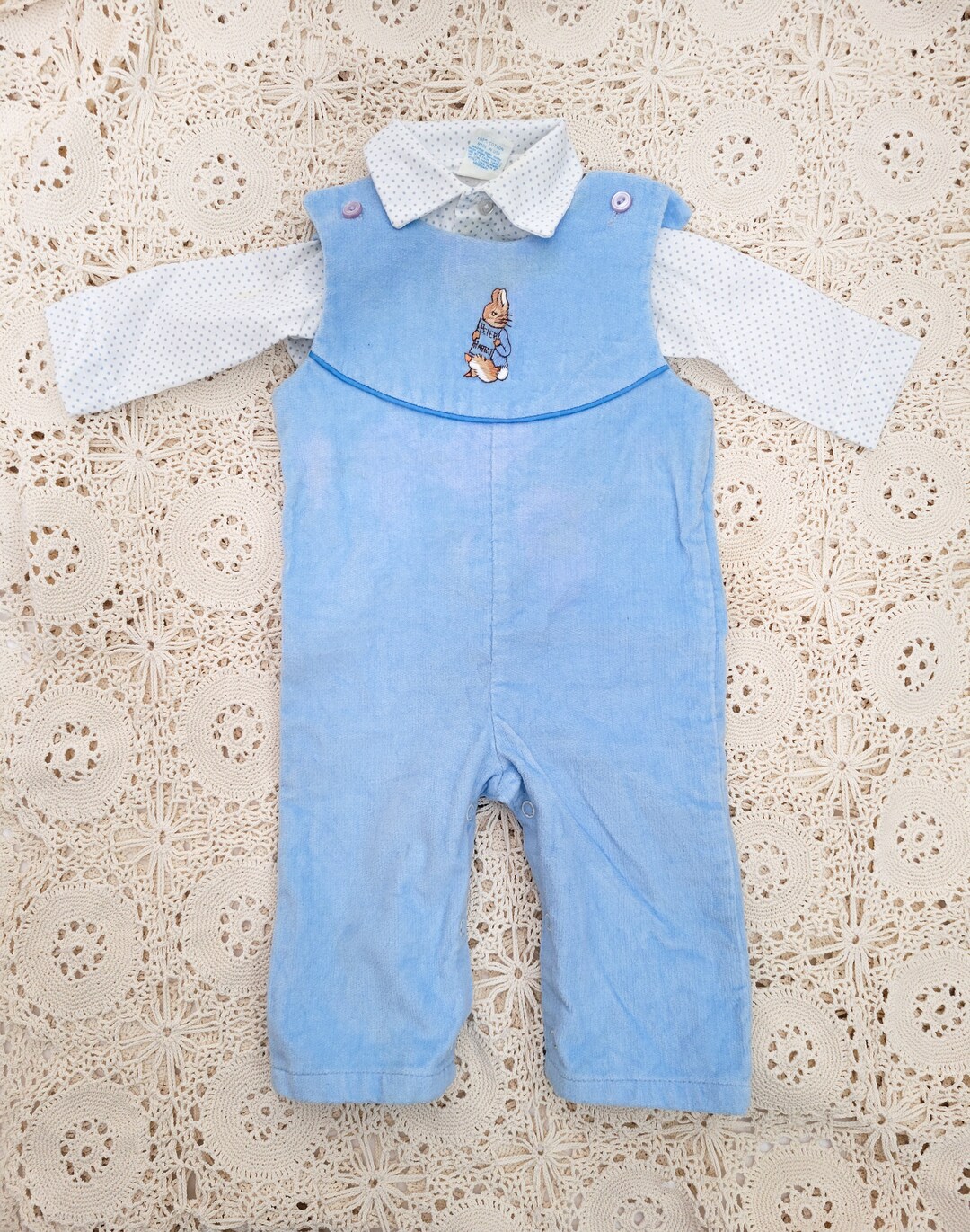 1970s Vintage by Thomas Peter Rabbit Overall Set Tagged 6 to 9 Months ...