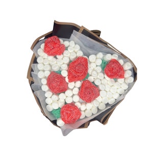 Heart Bouquet, Sour Candy Arrangements, Edible Roses, Valentines Gift ...
