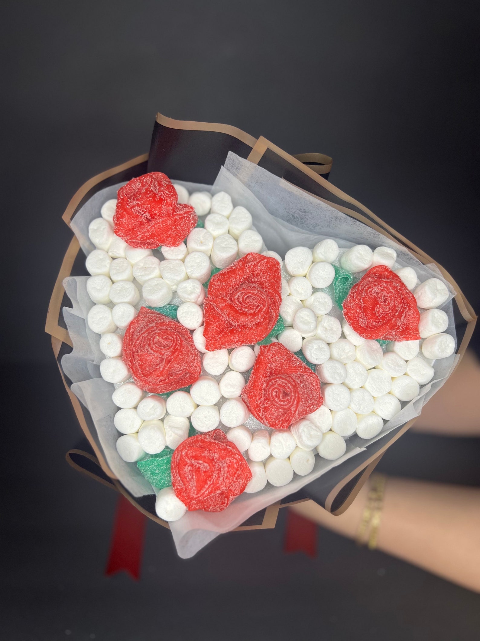 Heart Bouquet, Sour Candy Arrangements, Edible Roses, Valentines Gift ...