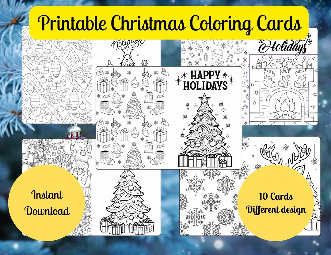 Christmas Coloring Cards for Kids | 10 Total Designs | Holiday Craft ...
