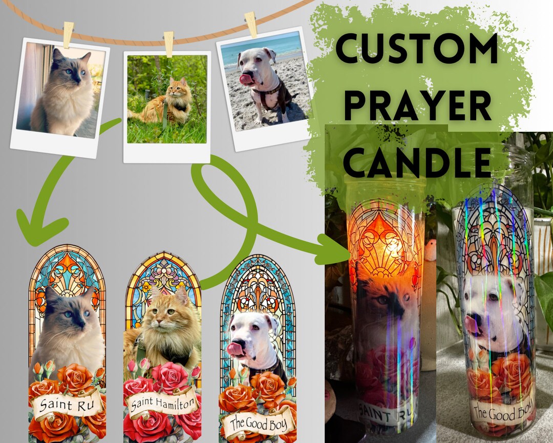 Custom Pet Prayer/saint Candle Dog, Cat, Any Pet Custom Text With Image ...