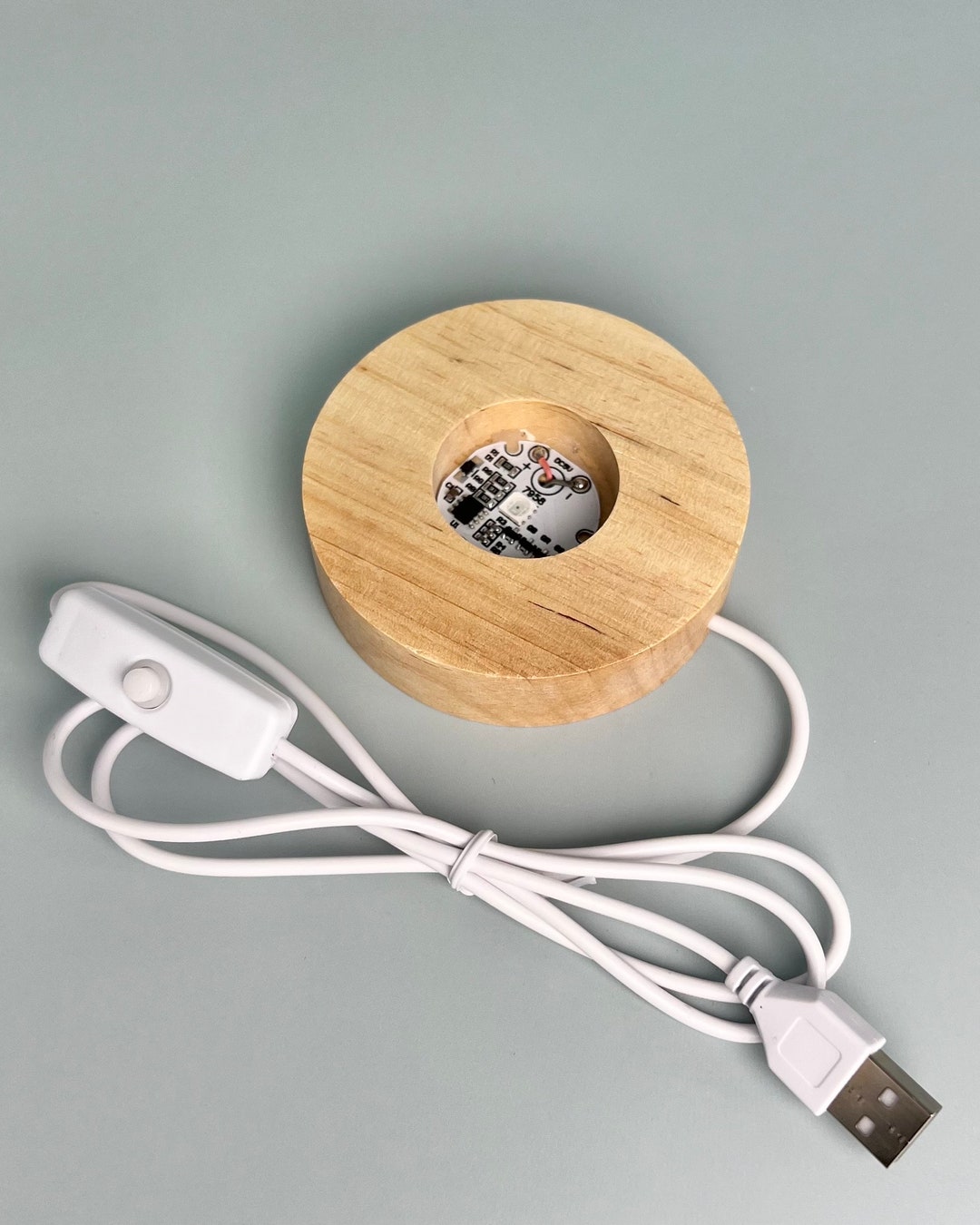 Wooden LED Light Stand for Crystals and Spheres - Color Changing ...