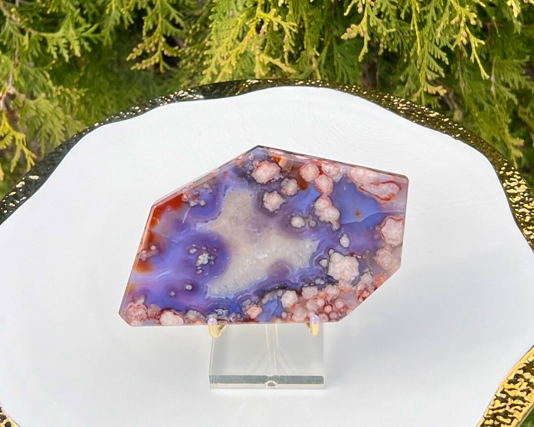 Blue Flower Agate Slab With Many Quartz Inclusions Top Grade, High ...