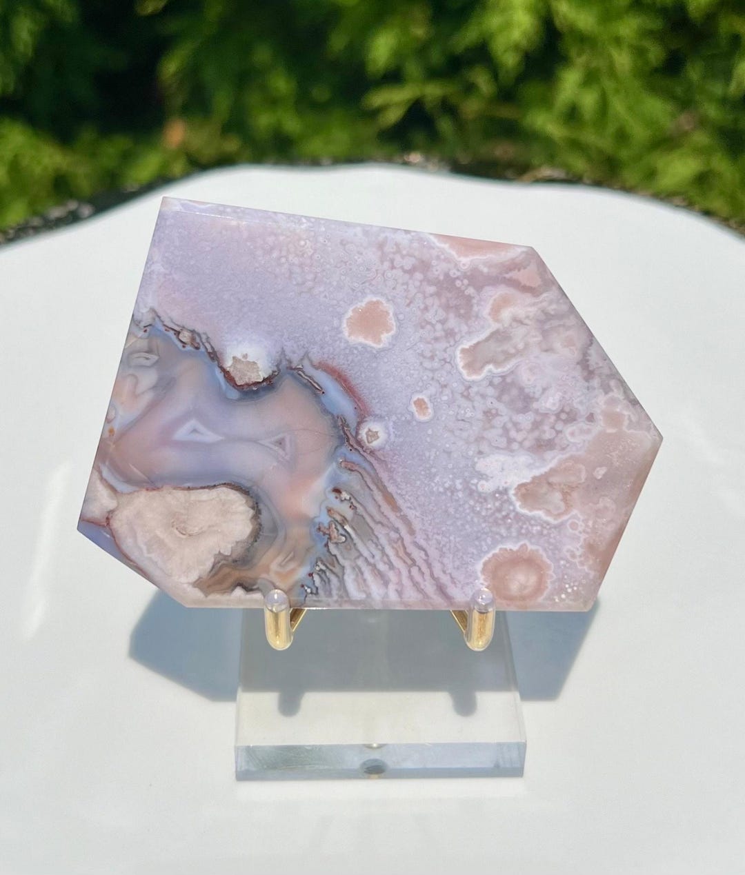 Beautiful Blue Flower Agate Slab ~ High Quality ~ L 3.34”~ Free Acrylic ...