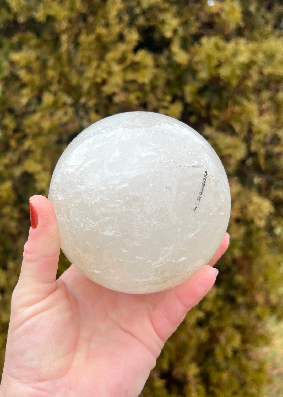 Extra Large Tourmalated Quartz Sphere 3.88”/98.4mm. Black Tourmaline in ...