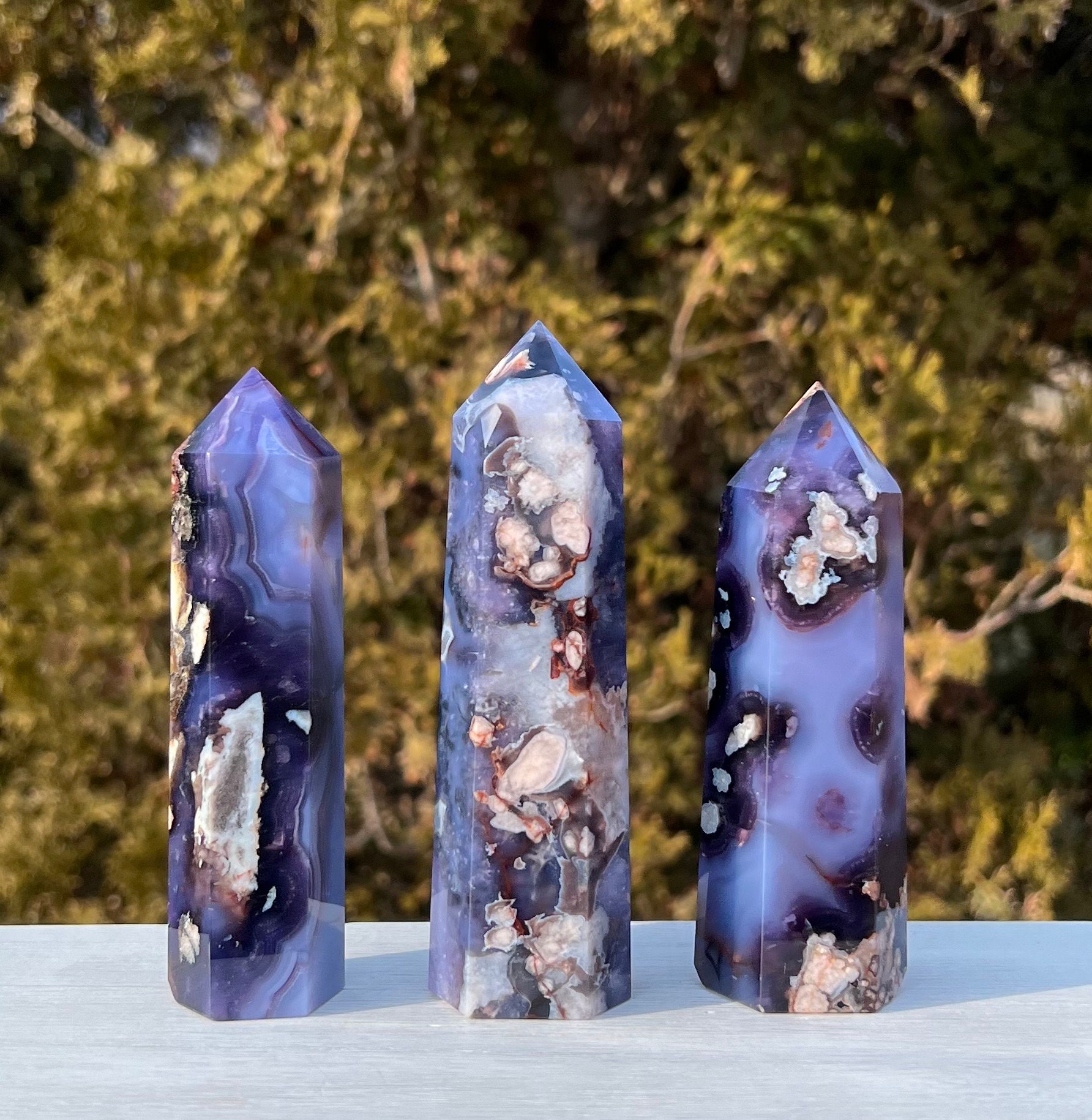 RARE High Quality, Top Grade Blue Flower Agate Towers/points-flower ...