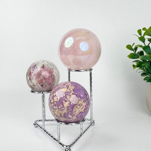 Modern 3 Ball Silver Sphere Holder, Multiple Sphere Stand. - Etsy