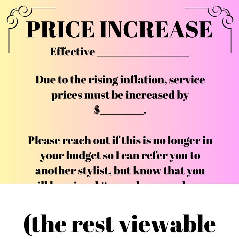 Salon Price Sign - Etsy