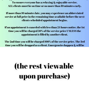 Salon Late Policy Sign, No Shows, Cancellation Notice (PDF) - Etsy