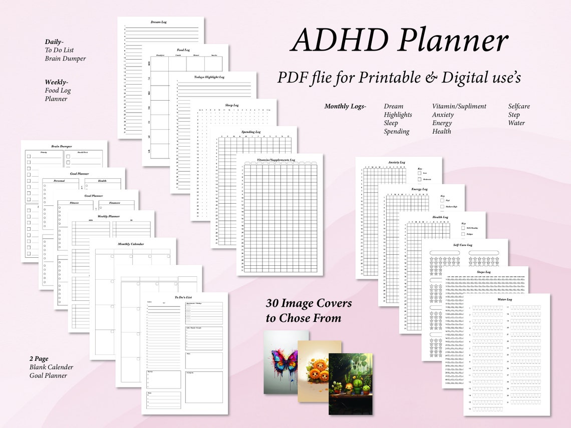 ADHD Printable and Digital Adult Planner - Etsy