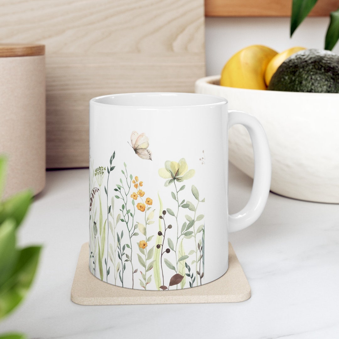 Spring Flower Ceramic Mug, 11oz (wrap Around Design) - Etsy