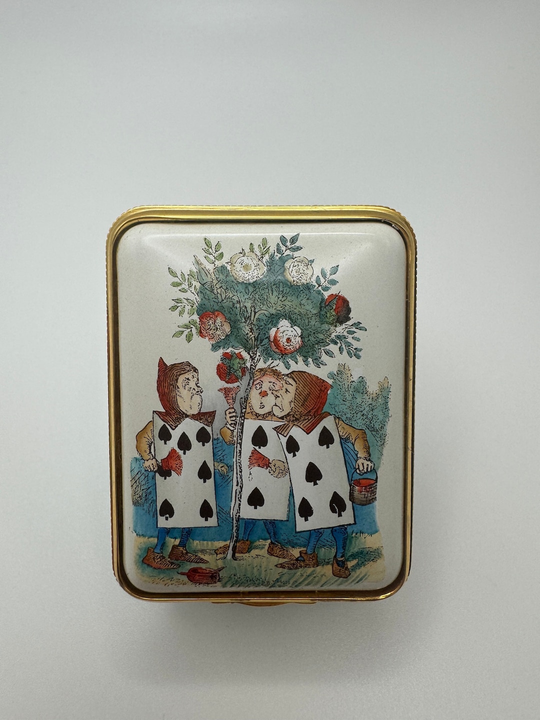 Halcyon Days Enamel Hinged Box, 3 Spades From Alice in Wonderland - Etsy
