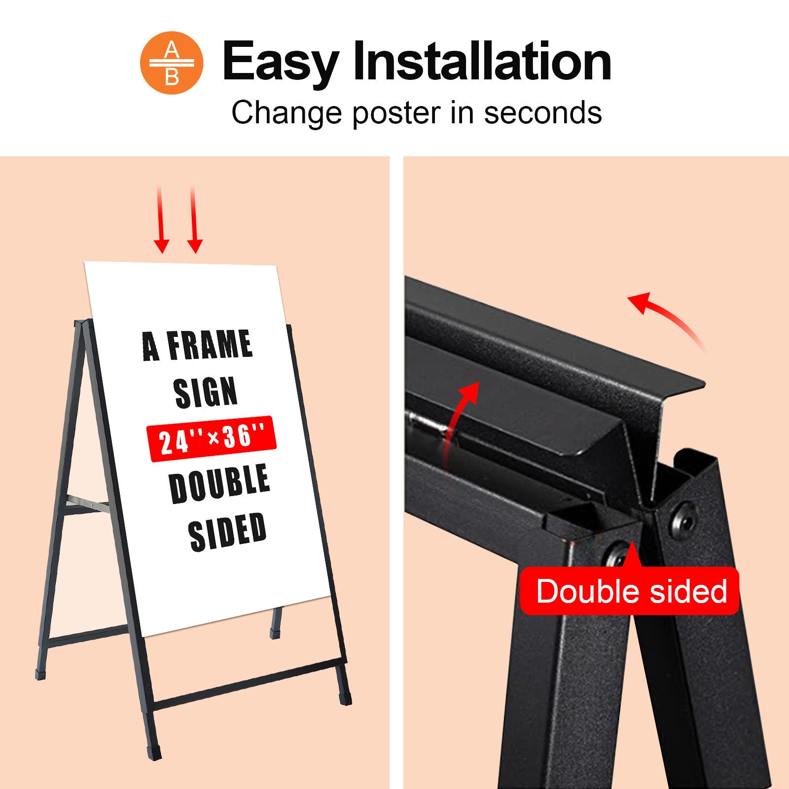 A Frame Sign Double-sided Folding Sandwich Board Heavy Duty Slide-in ...