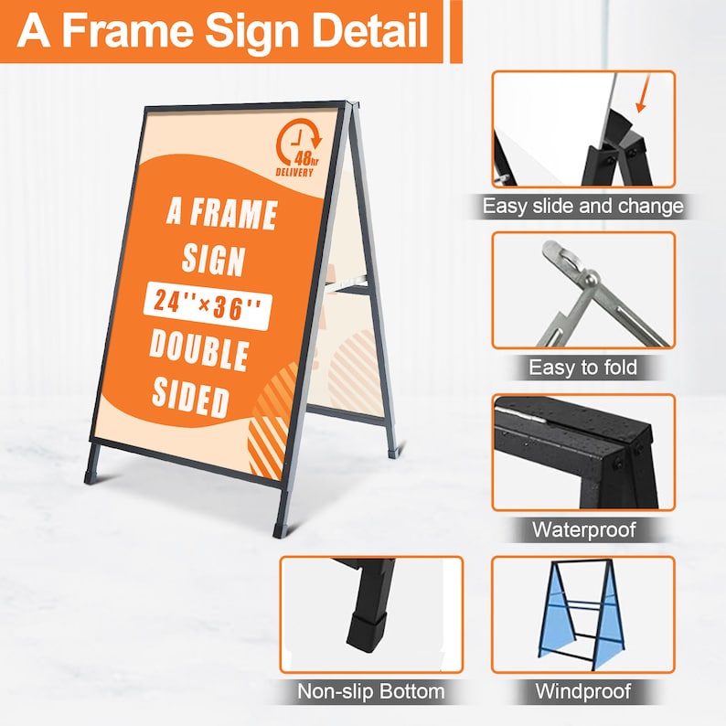 A Frame Sign Double-sided Folding Sandwich Board Heavy Duty Slide-in ...