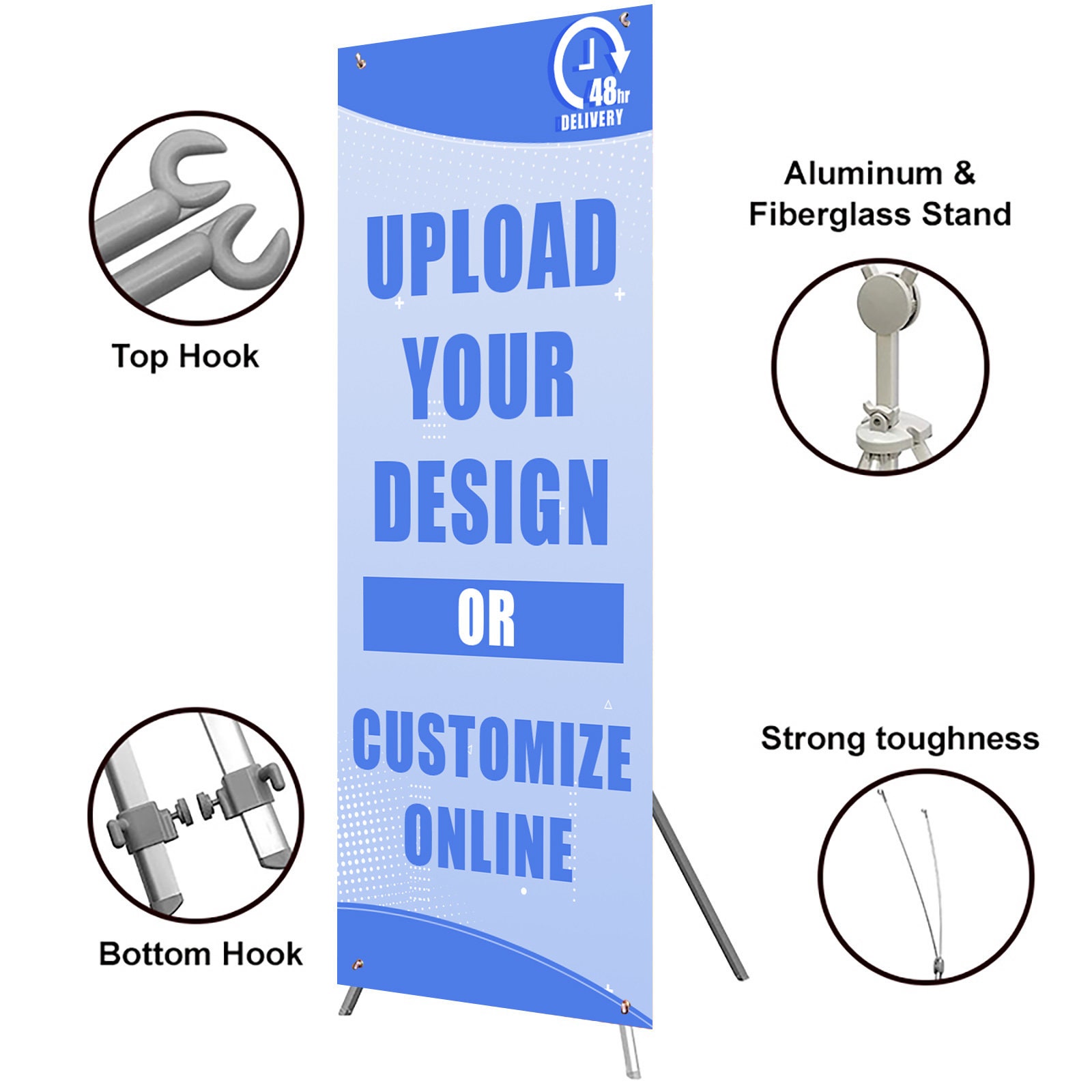 Adjustable X Banner Stand for Display, Portable Retractable Banner ...