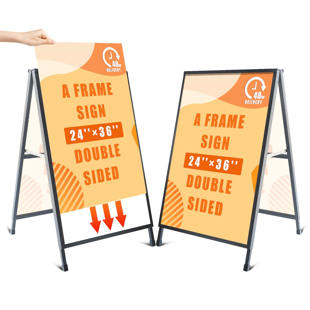 A Frame Sign Double-sided Folding Sandwich Board Heavy Duty Slide-in ...