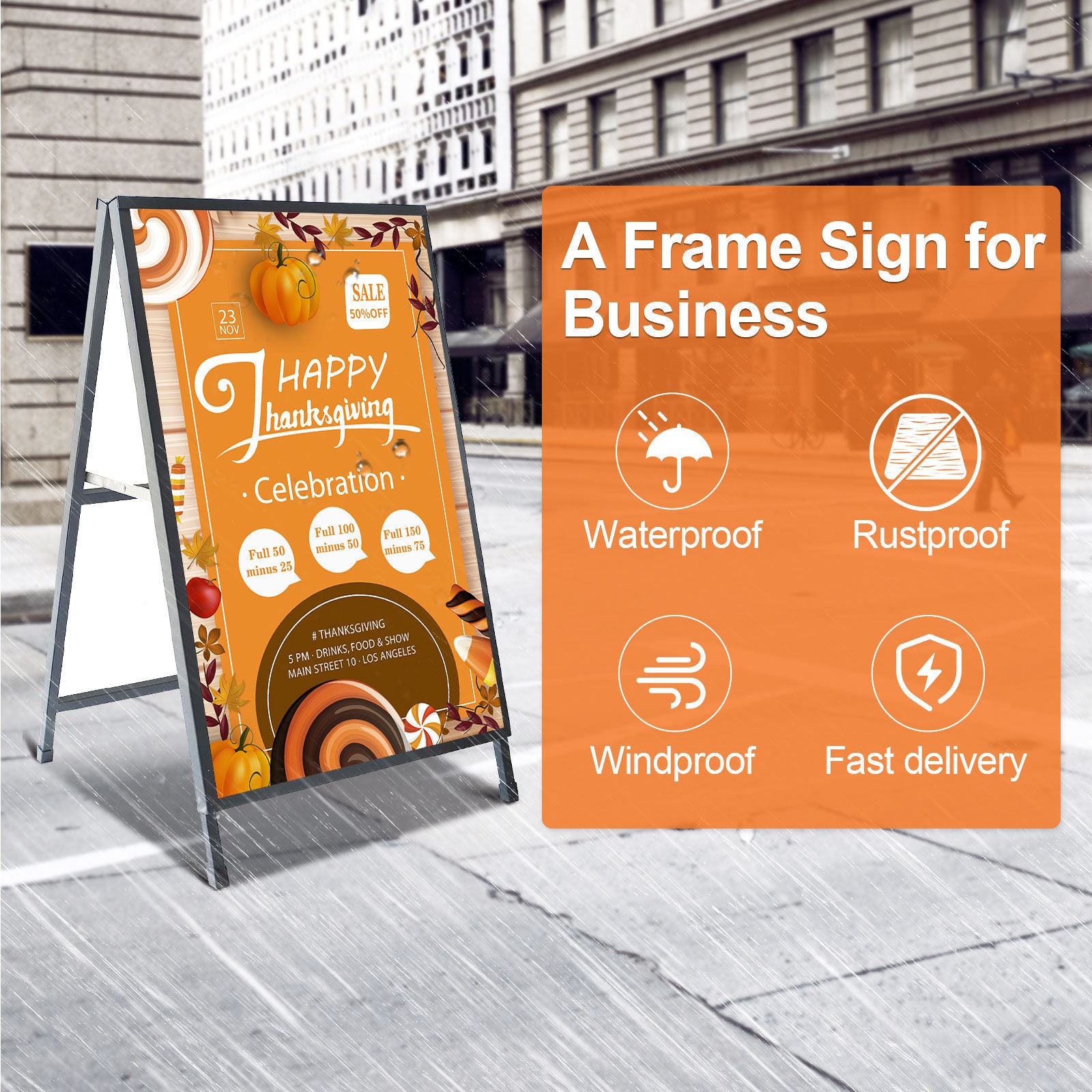 A Frame Sign Double-sided Folding Sandwich Board Heavy Duty Slide-in ...
