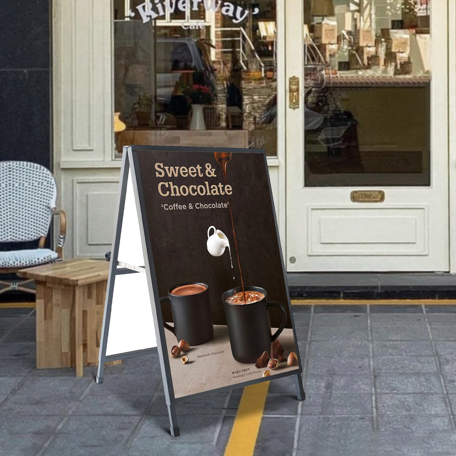 A Frame Sign Double-sided Folding Sandwich Board Heavy Duty Slide-in ...